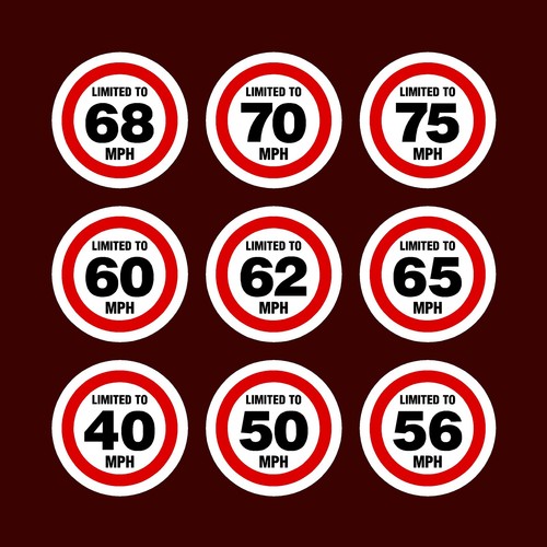 Speed Restriction Circular Stickers - Pack of 1, 2, 4, 6, 10 - Car, Van ...