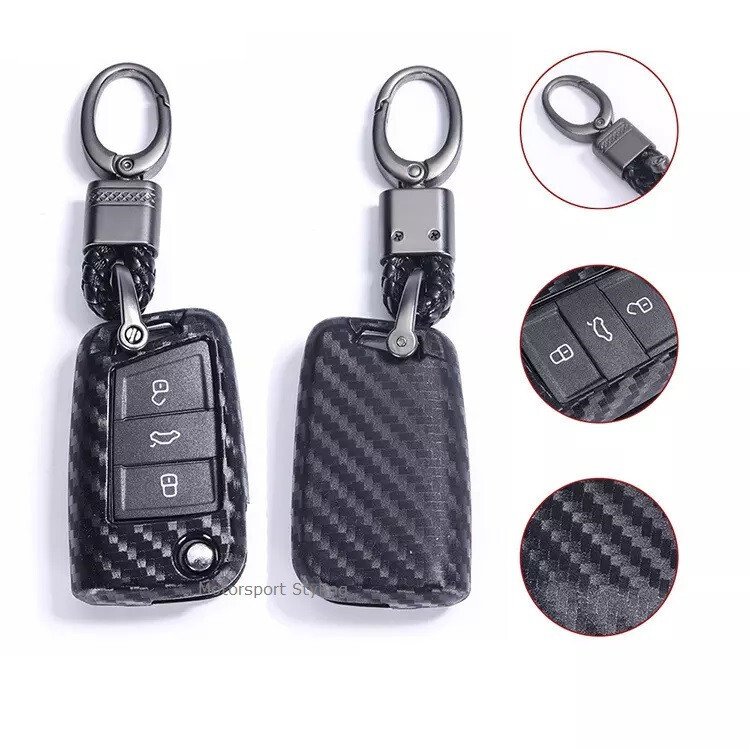 Carbon Fibre Key Cover For Seat Leon Ateca Ibiza VW Golf MK7 .5 Case ...