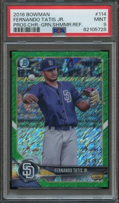 PSA 9 2018 BOWMAN CHROME #114 GREEN SHIMMER REFRACTOR FERNANDO TATIS JR ...