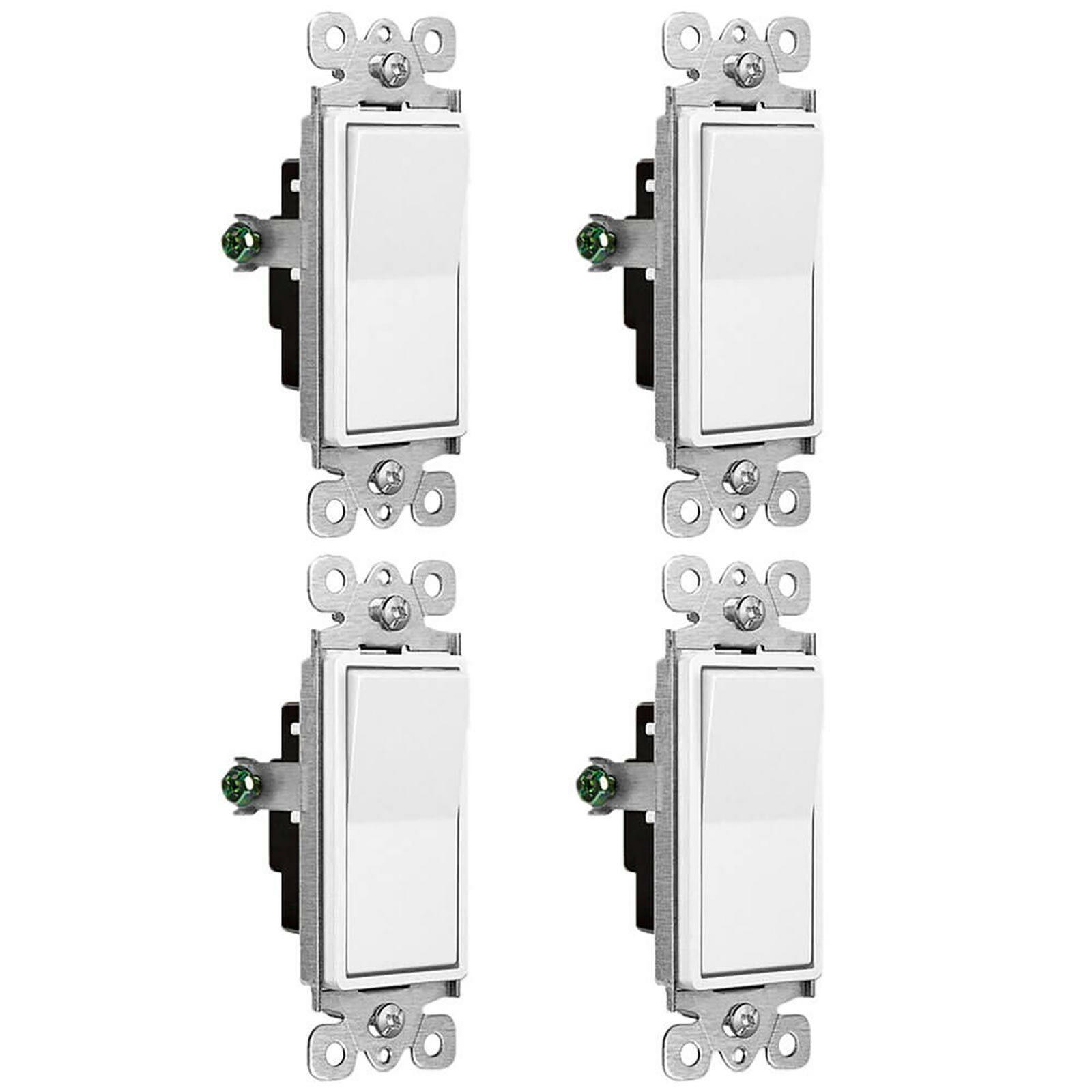 4PCS Single Pole Decorative Light Switch 120/277V Decorator Paddle ...