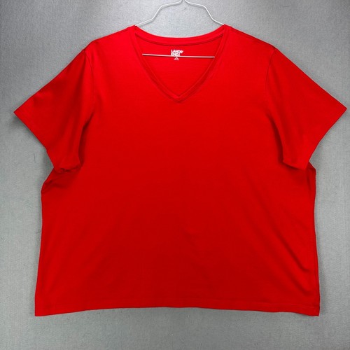 Lands End Top Women's 3X Red Short Sleeve V-Neck Tee Shirt 100% Cotton ...