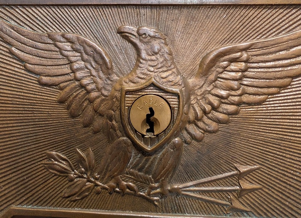 Antique 1800s USPS Post Office Box Eagle Metal Door Keyed Coin Bank | eBay