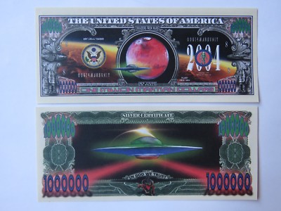 MARTIAN Alien Invaders UFO ~ $1,000,000 One Million Dollar Bill: United ...