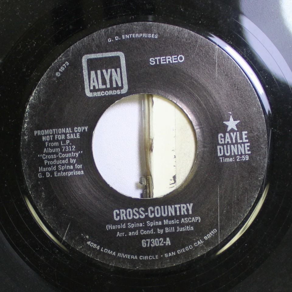 Pop 45 Gayle Dunne - Haunted Ballroom / Cross-Country On Alyn Records ...