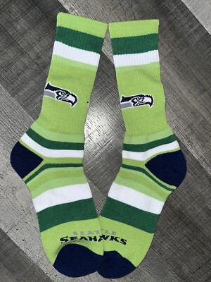 SEATTLE SEAHAWKS NFL FOOTBALL TEAM LOGO RAINBOW STRIPE CREW LENGTH ...