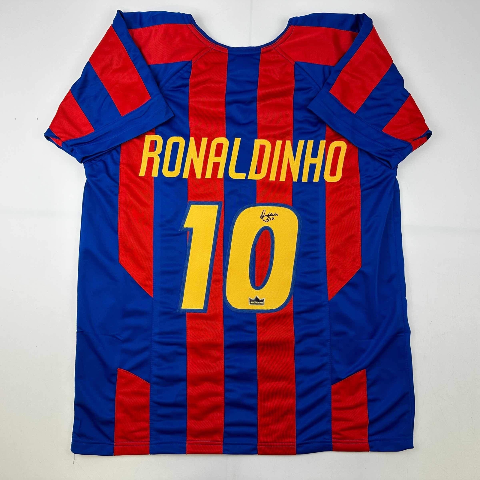 Facsimile Autographed Ronaldinho FC Barcelona Blue/Red Reprint Jersey ...