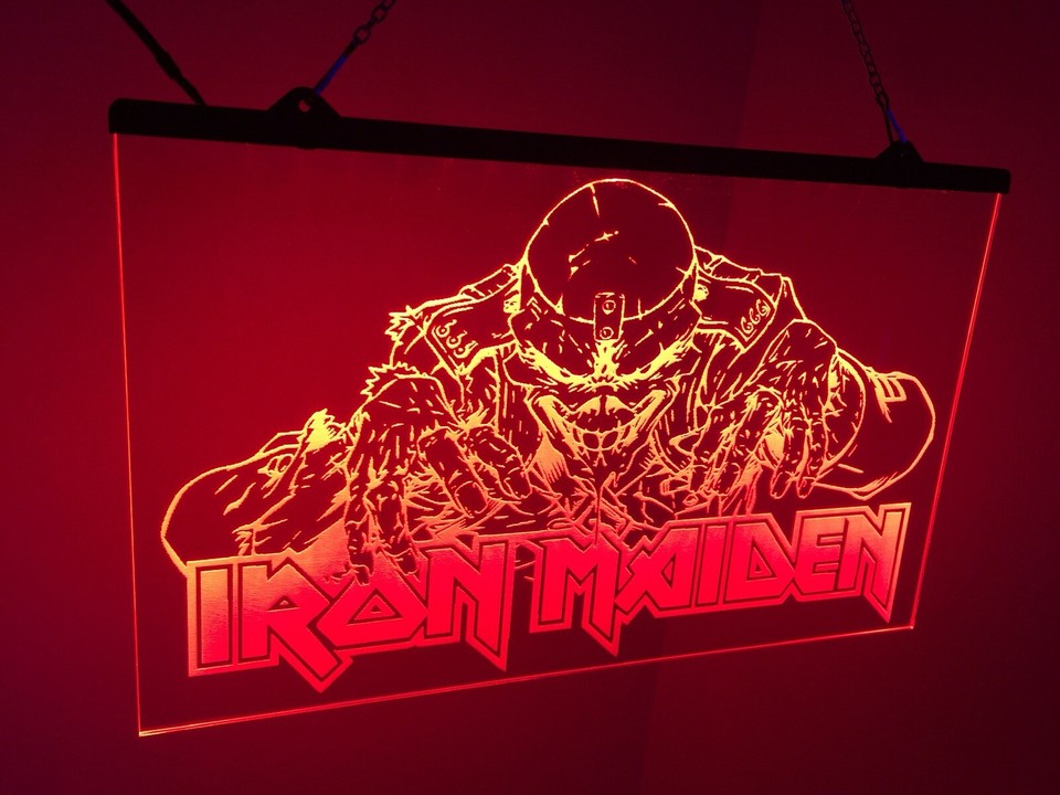 Iron Maiden Eddie Led Neon Light Sign Man Cave Music Heavy Metal 12x16 ...