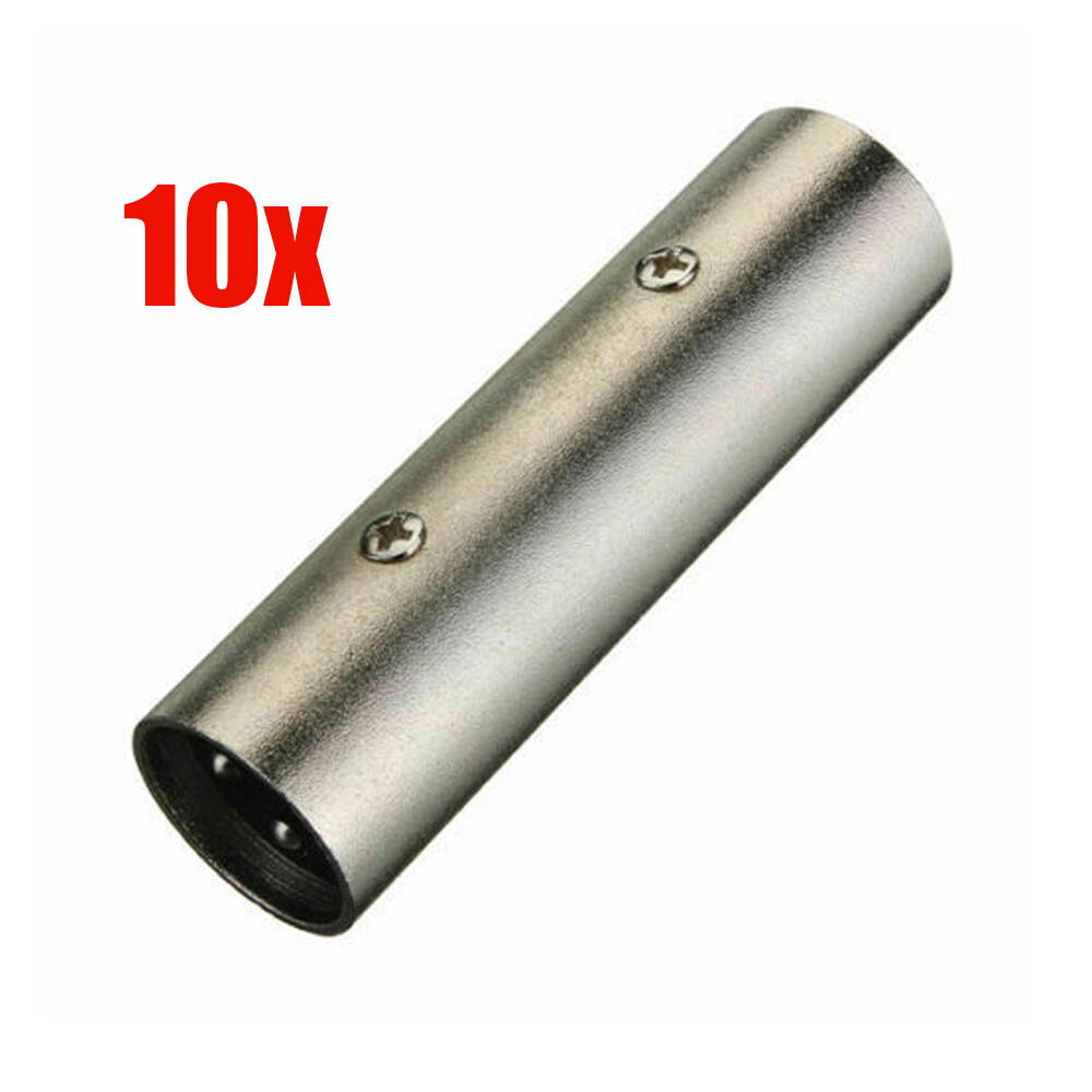 3-Pin XLR Male to Male Plug Coupler Gender Changer Audio Microphone ...
