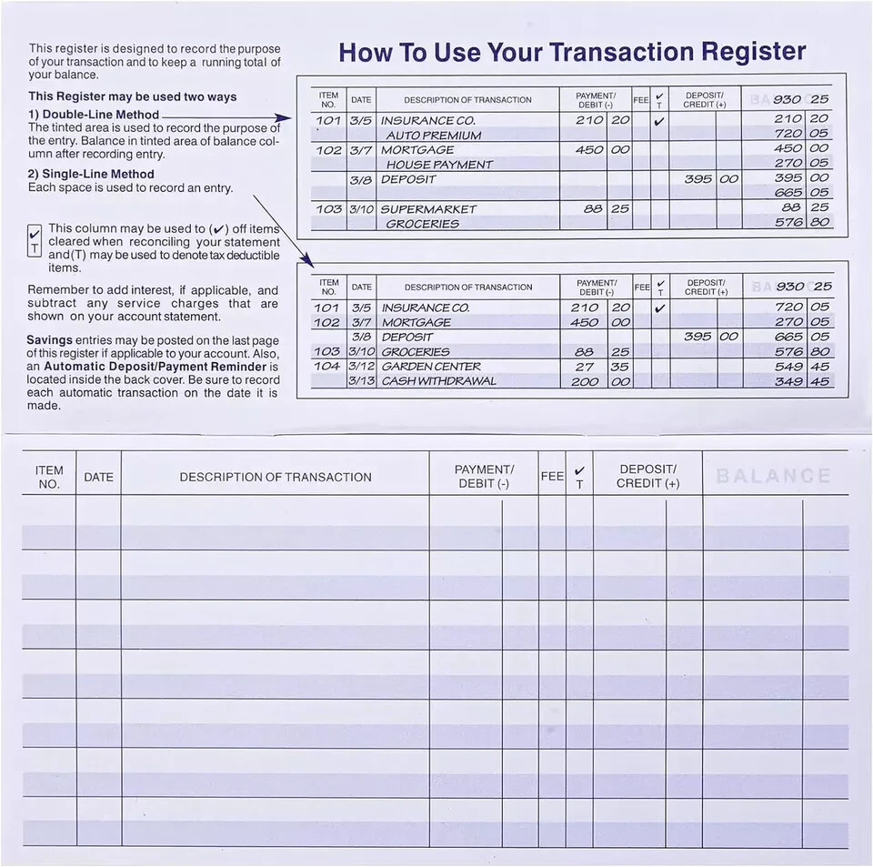 24 PCS Check Registers for Personal Checkbook, Easy to Read Checkbook ...