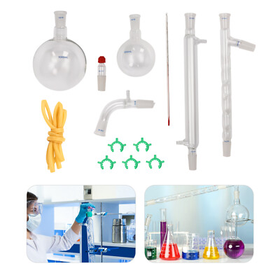13 PCS Lab Chemilcal Unit 24/40 Joints Glass Organic Chemistry Lab ...