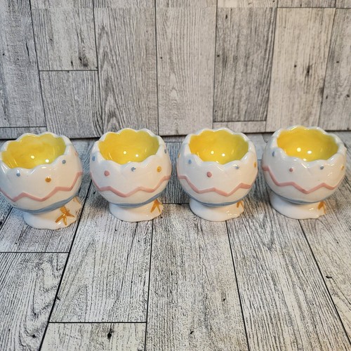 4 Pier 1 Ceramic Peeps Chicken Egg Cups Breakfast Easter Farmhouse ...