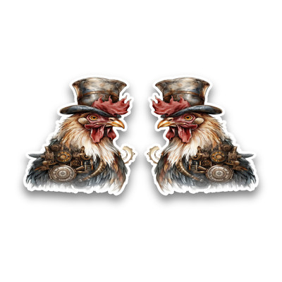 2x Small Rooster Steampunk Style Animal Vinyl Sticker Decals Scrapbook ...