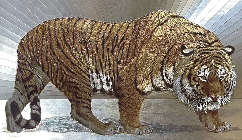 Vintage Art Deco style Vivid Tiger Design Foil Art Artist William Finch ...