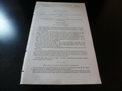 Government Report 1902 David Nuttle Co I 97th Reg PA Vol Infantry Civil ...