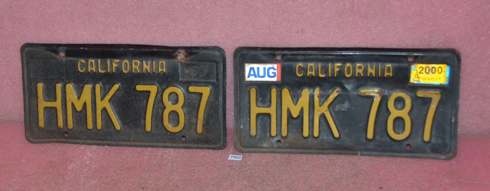 Vintage 1963 California Black License Plates HMK787 Matching Set. | eBay