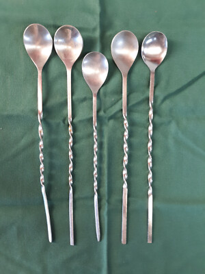 VINTAGE SET OF FIVE VARIOUS SIZES 10 1/2" TWISTED ICED TEA SPOONS | eBay