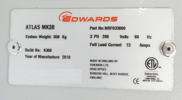 ATLAS MK3B Edwards NRF033000 Gas Abatement System Heater Controller ...