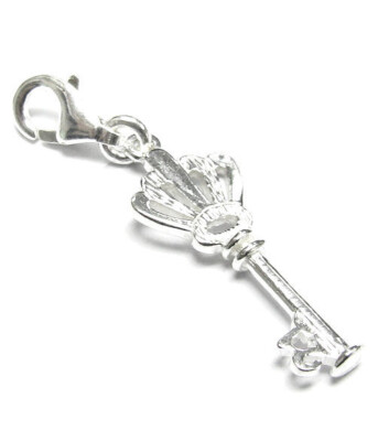 STERLING SILVER Crown Key CHARM PENDANT DANGLE for European Style Clip ...