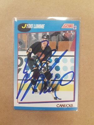 Jyrki Lumme Autograph Card Signed Hockey Score 1991 canucks | eBay