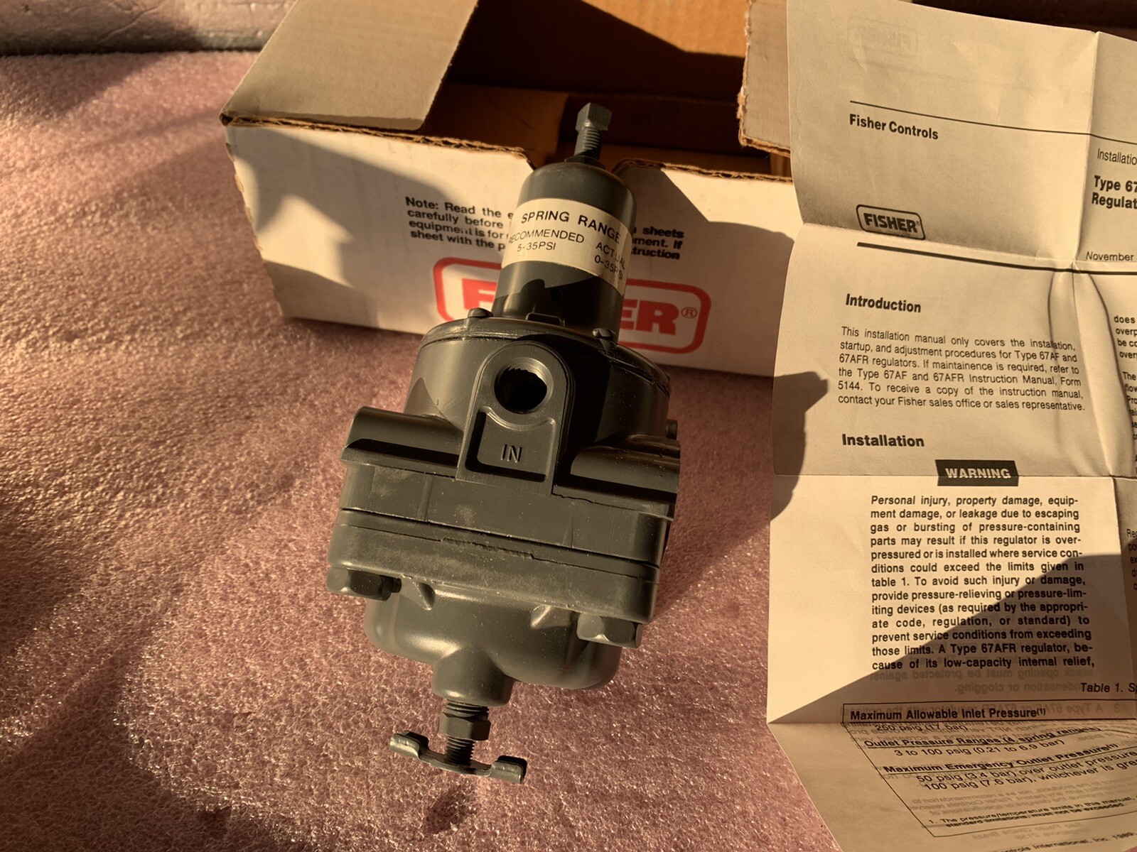 FISHER 67AFR/224 PRESSURE REGULATOR 67AFR224 / 250PSI / 5/35PSI / 0-35 ...