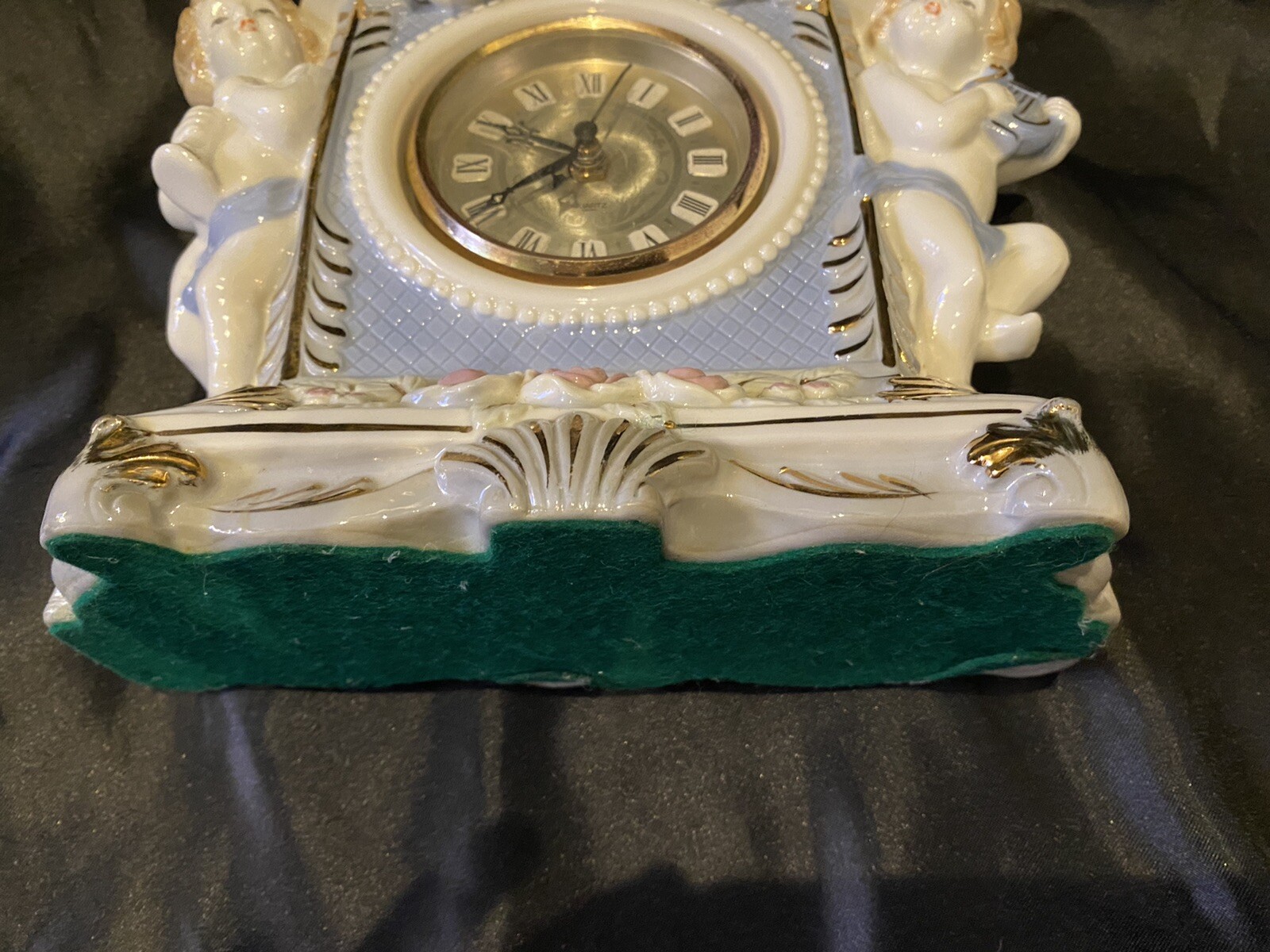 VTG Landex Royal Craft Porcelain Mantel Clock Cherubs Putti Music Doves ...