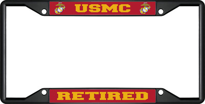 USMC RETIRED Black License Plate Frame | eBay