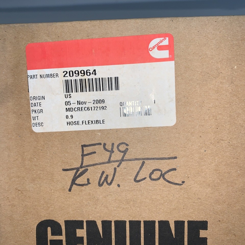New Genuine Cummins 209964 Flexible Hose Assembly, Oil Cooler to ...