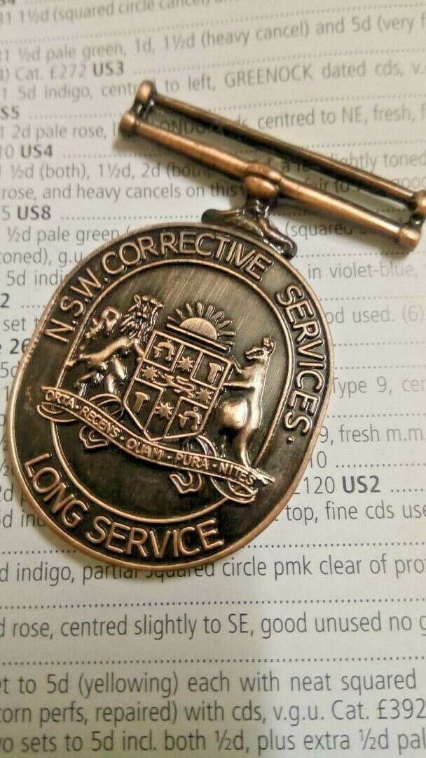 NSW CORRECTIVE SERVICE - MERITORIOUS 20 YEARS LONG SERVICE MEDAL (41a ...