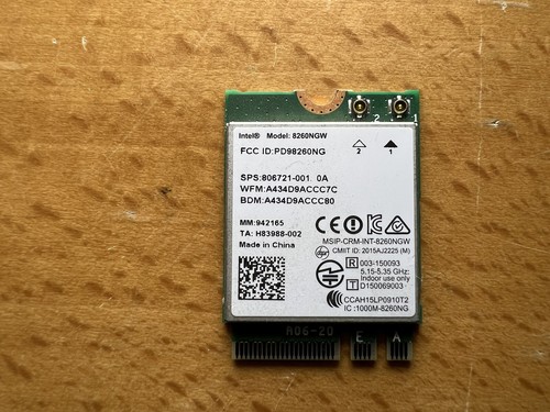 Intel Wireless-AC 8260 NGFF Dual Band 802.11ac 867Mbps + Bluetooth 4.2 ...