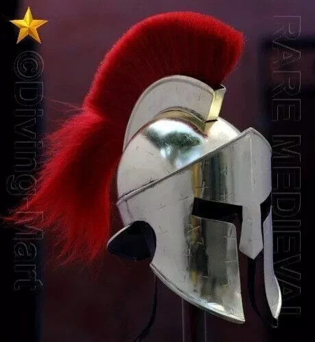 300 King Medieval Armor Greek Knight Spartan Helmet Red Plume Spartan ...