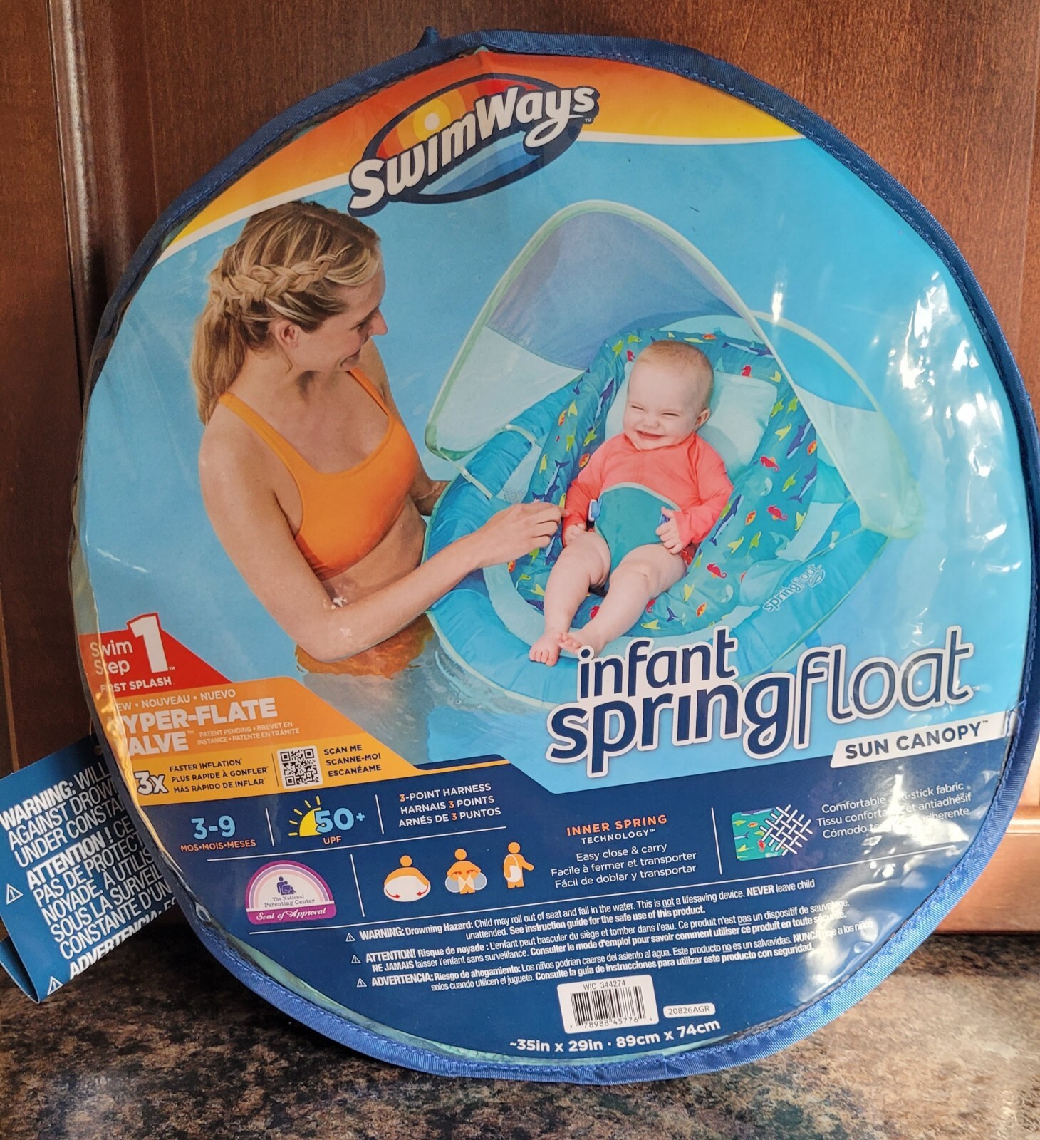 SwimWays Infant Spring Float Inflatable Step 1 Sun Canopy 3-9 Months 50 ...
