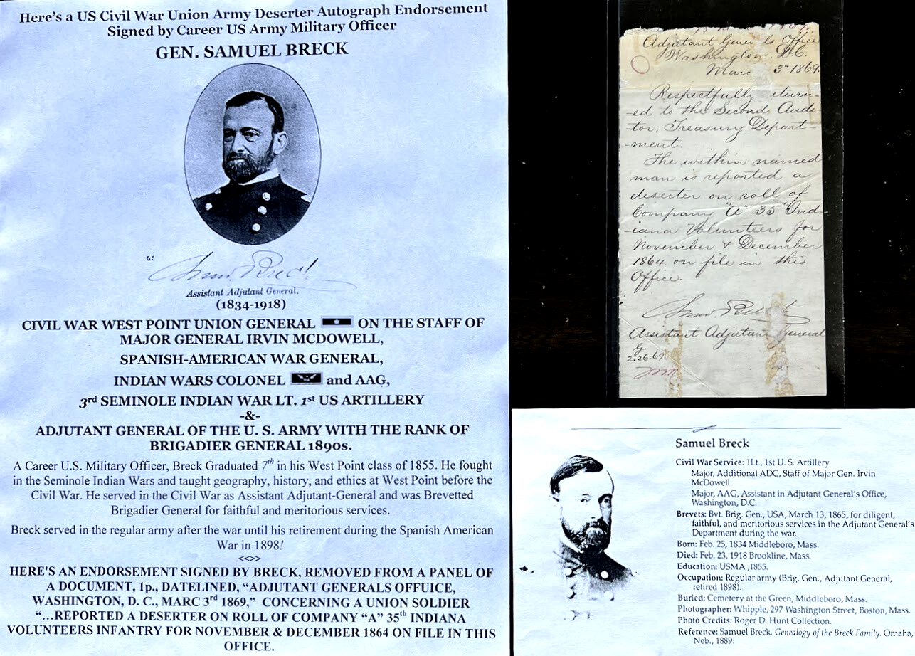 SEMINOLE/CIVIL WAR/SPANISH AMERICAN GENERAL AG DESERTER 35th IN ...
