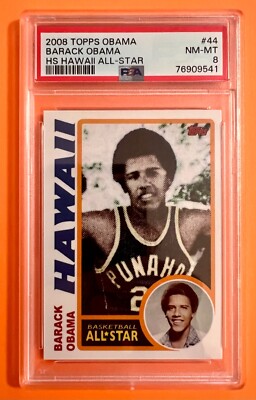 Barack Obama 2008 Topps HS Hawaii All Star #44 SSP Rookie Card RC PSA 8 ...