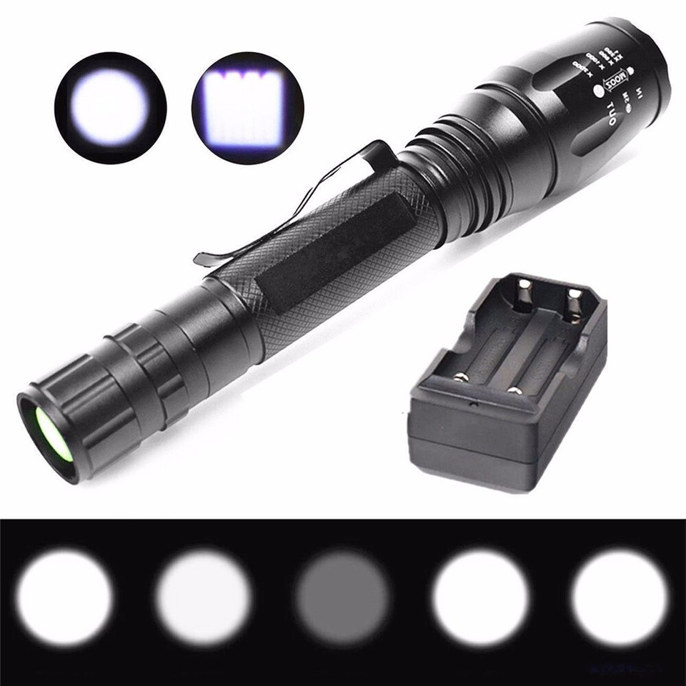 Super Bright LED Tactical Flashlight Rechargeable LED Hand Torch Light ...