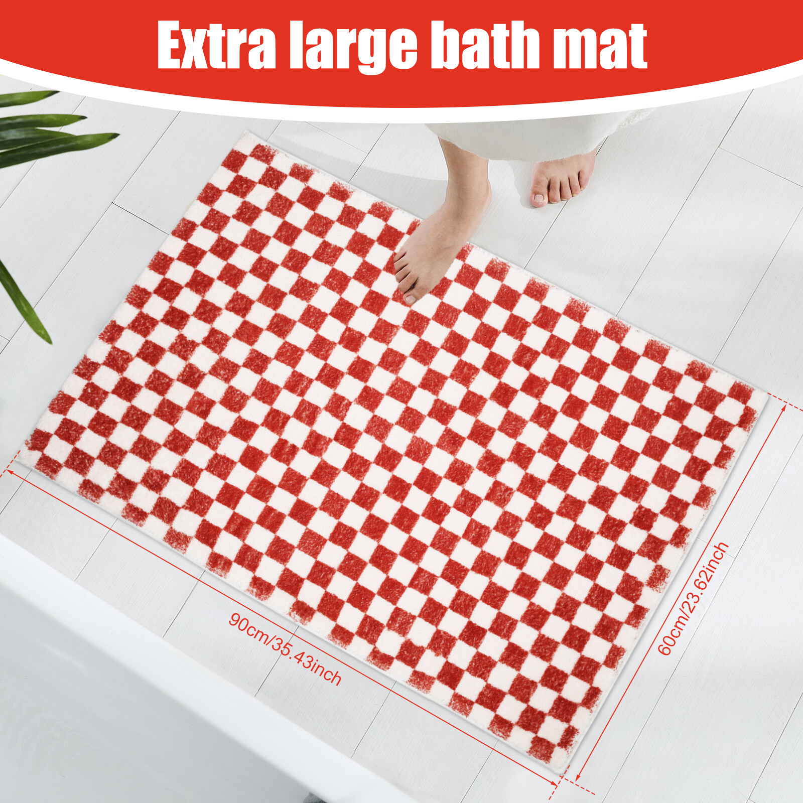 Checkerboard Bath Mat Ultra-Absorbent Floor Mat Anti-Slip Door Rug Cute ...