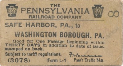 Pennsylvania PRR Safe Harbor PA to Washington Borough PA OW Form L-1 6 ...