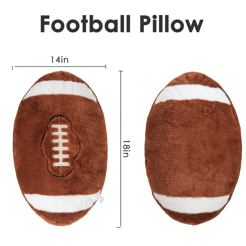18in Fluffy Football Pillow Plush, Soft Football Pillows, Sports Ball ...
