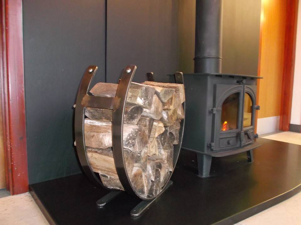 Wrought Iron Log Holder, log ring, log basket. wood burner. Metal log ...