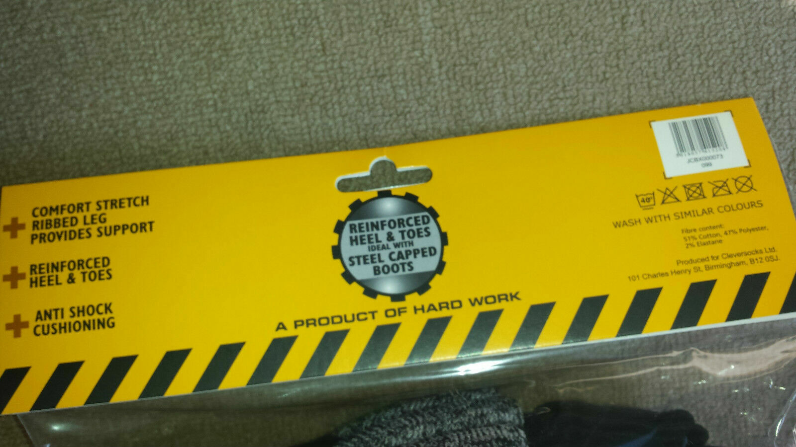 Men's 8pk Official JCB Anti Shock Work Socks Reinforced Heel/Toe UK6 ...