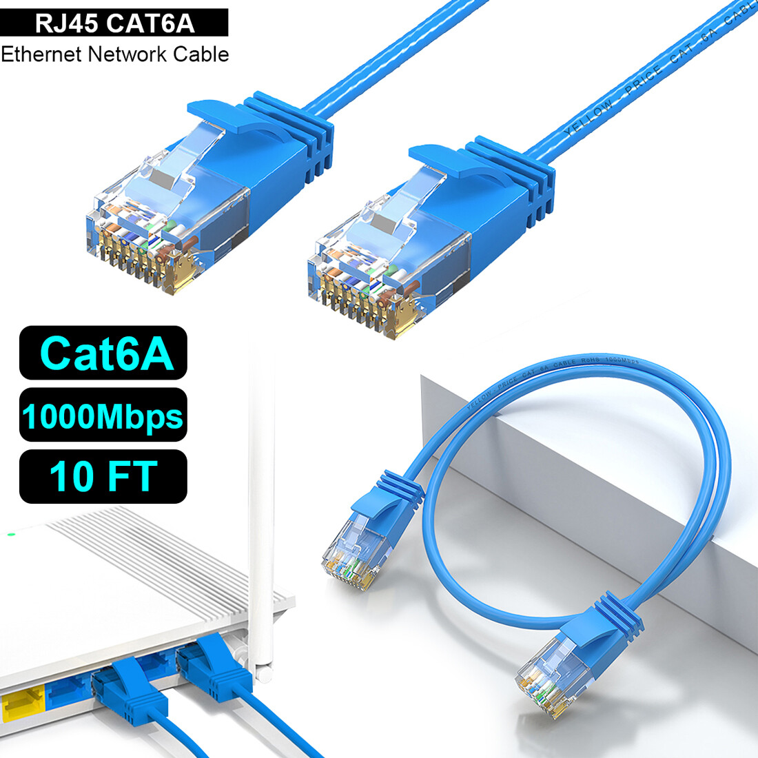 Long Cat6A Ethernet Shielded(STP) 10GB Fastest Network Cable - 25FT ...