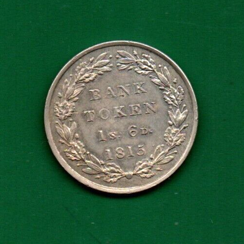 1815 Great Britain bank token George III 1 shilling 6 pence silver coin ...