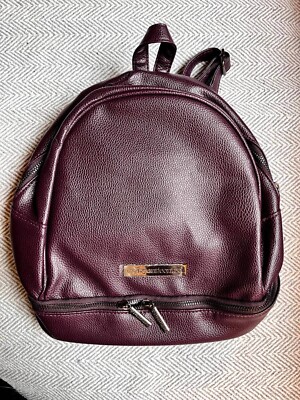 BeautiControl Women's Faux Pebble Leather Small Plum Backpack Handbag ...