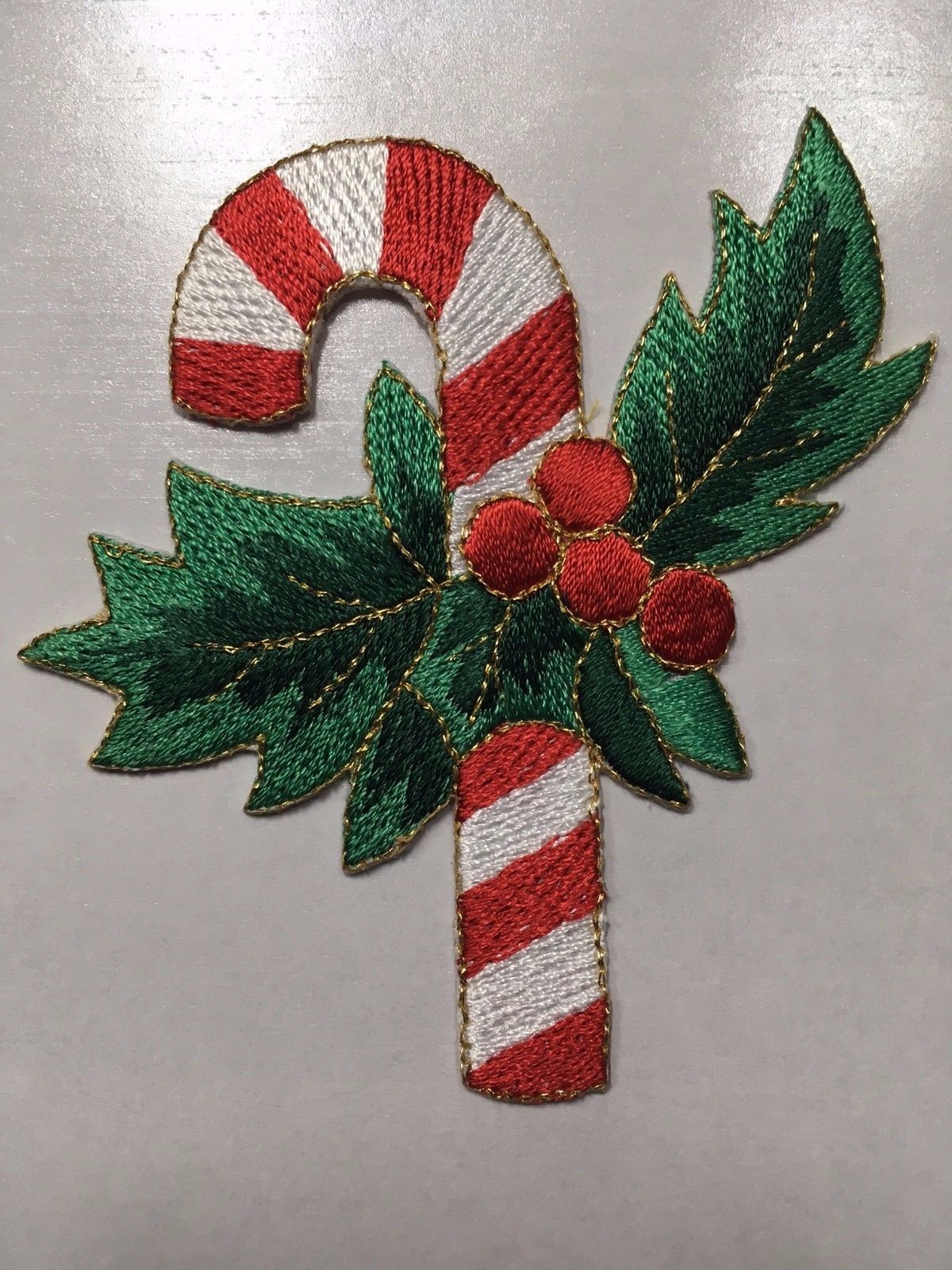 candy cane patch holly leaves patch holiday embroidered applique patch ...