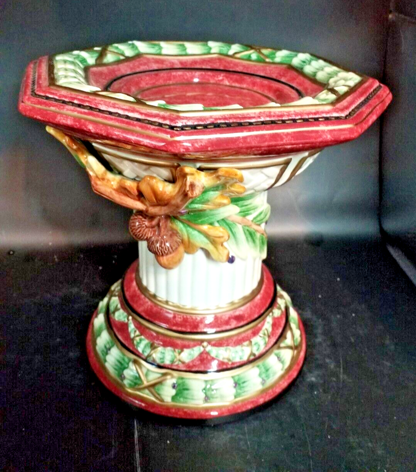 Fitz and Floyd EQUESTRIAN CHESTNUT FALL PILLAR CANDLE HOLDER VINTAGE | eBay