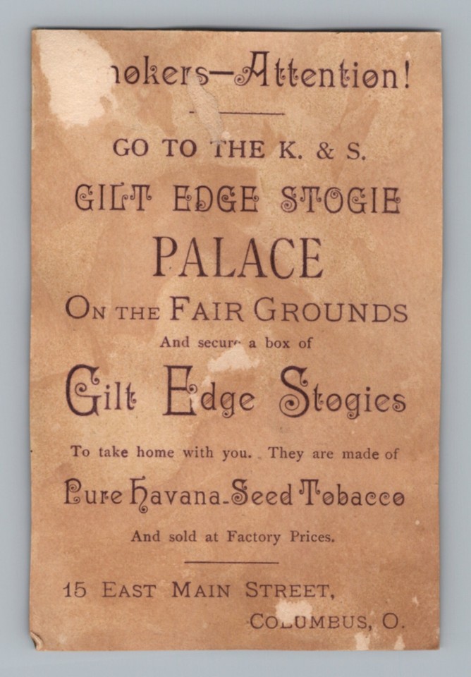 Girl Edge Stogie Cigar Columbus Ohio Boy Monkey Ship Victorian Trade ...