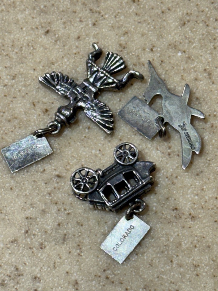 Sterling Silver Bell Trading Co 3 Charm Lot Stage Coach Road Runner ...