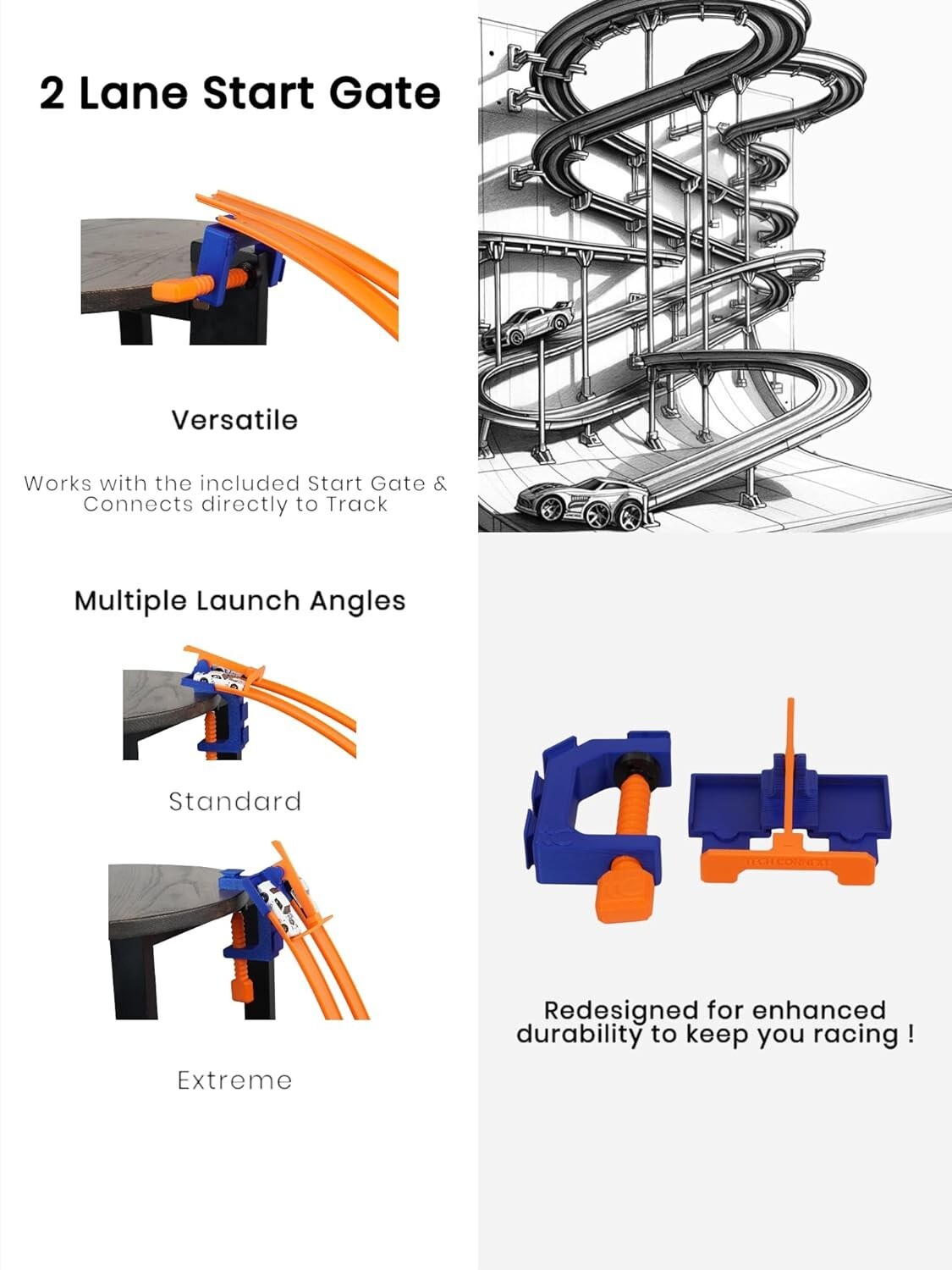 2 Lane Clamp W Start Gate Compatible with Cars and Track) Blue/Orange ...