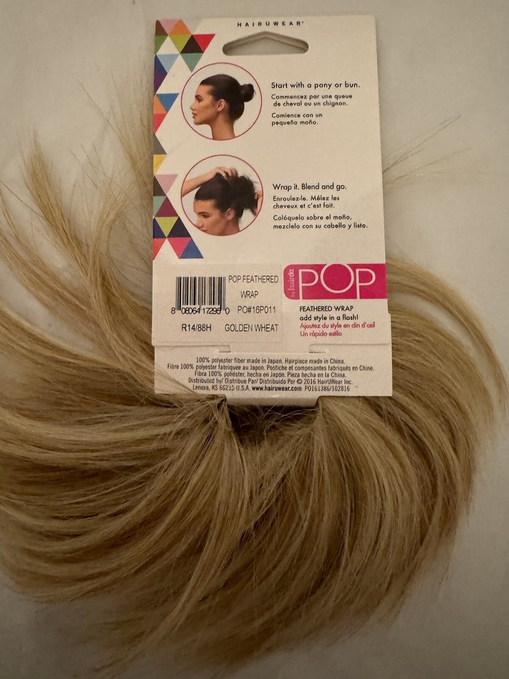 Hairdo By Pop Feathered Wrap Scrunchie Color R14/88H Golden Wheat | eBay