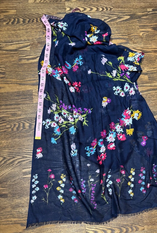 Wildflower Scarf Rectangle Navy Blue Background Bright Flowers Approx ...