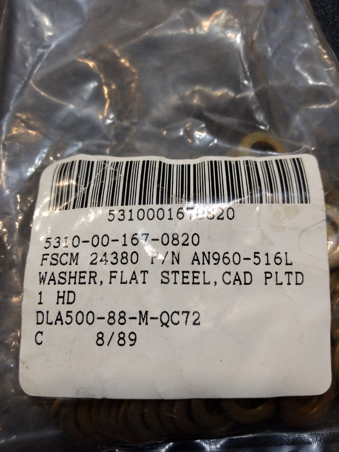 100 New Military Grade Cad Plated 5/16" Flat Washers AN960-516L,5310-00 ...